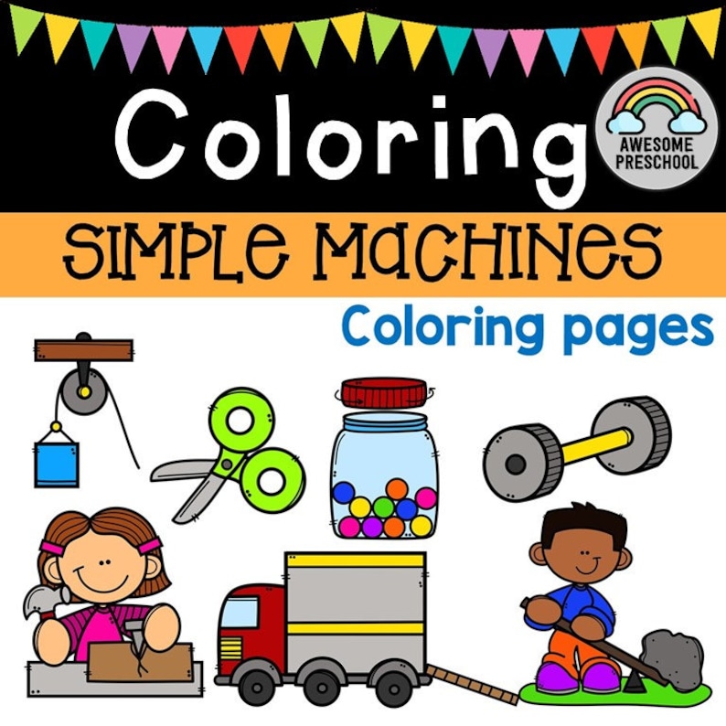 Simple Machines Coloring Pages - Etsy