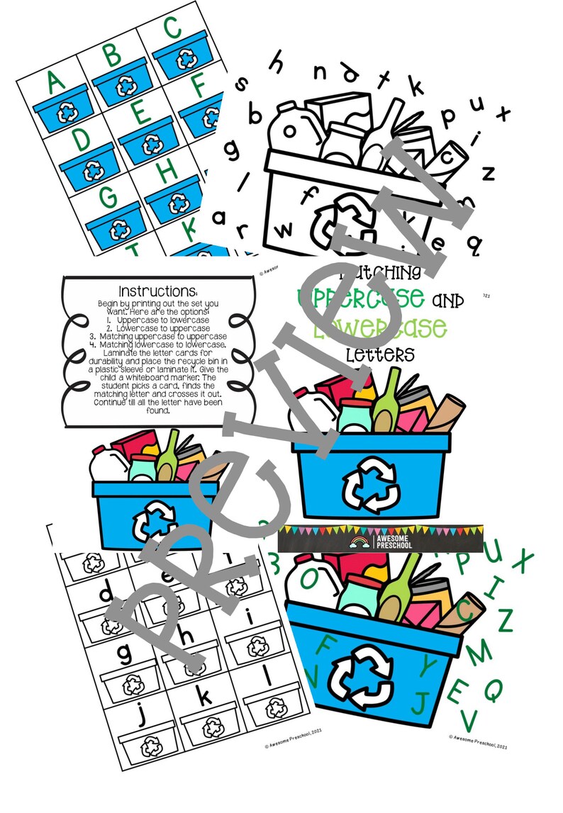 Creative Curriculum Recycle Study Letter Recognition and - Etsy