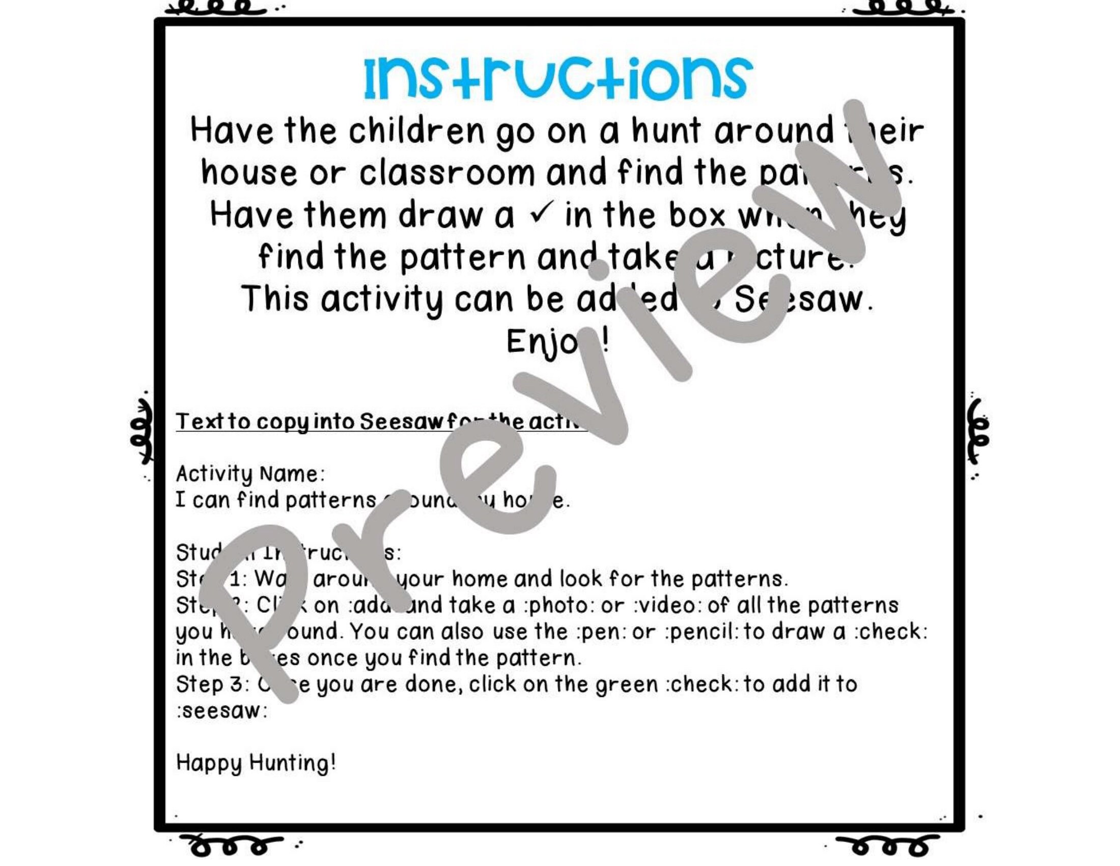 Patterns Around the House Hunt - Preschool Math Activity - Etsy