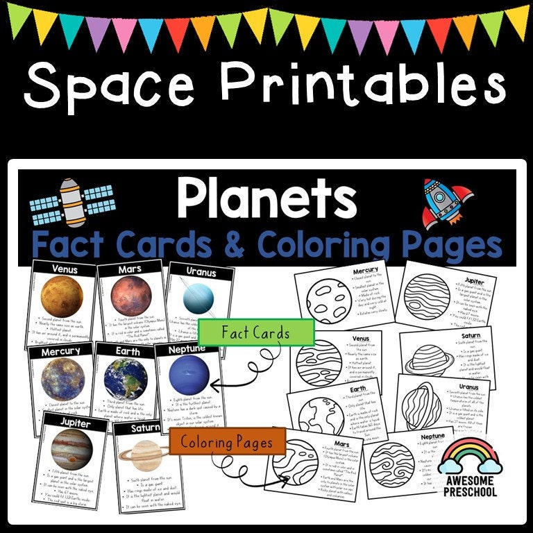 Solar System, Space - Planet Facts Posters & Coloring - Preschool ...