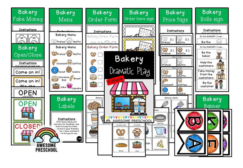 Dramatic Play Bakery Editable - Etsy