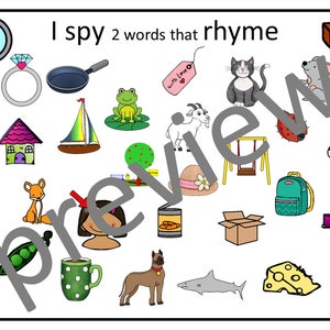 Preschool Digital & Printable Literacy Activities - I Spy RHYMING Words ...