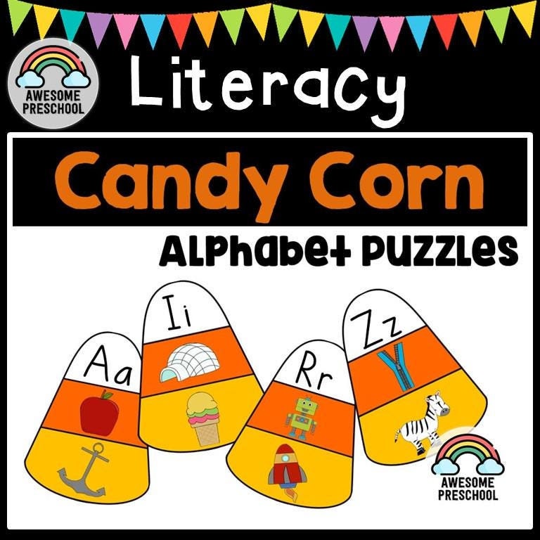 Halloween Alphabet Matching Game - Candy Corn Puzzle - Etsy