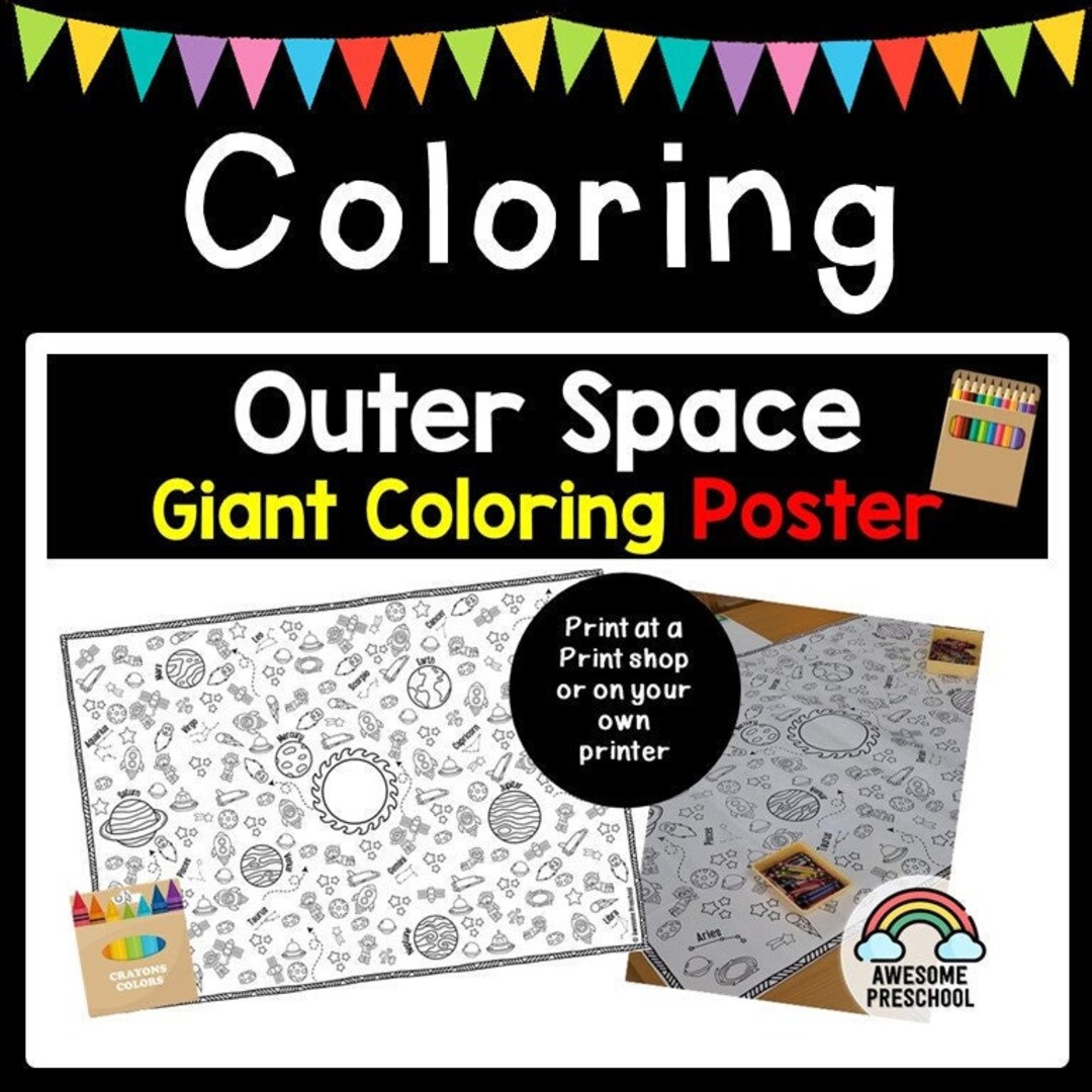 Giant Printable Outer Space Doodle Collaborative Coloring Poster - Etsy