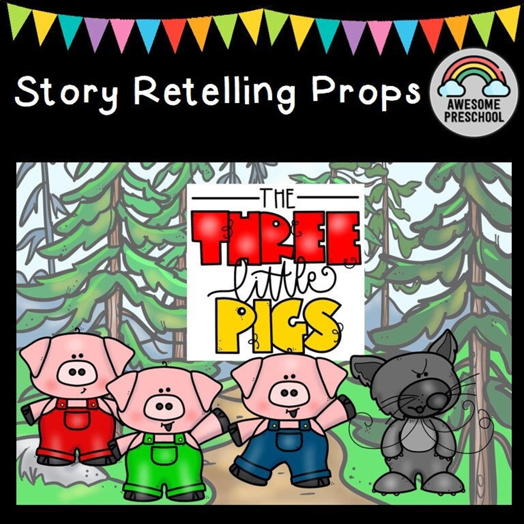 The Three Little Pigs Retelling Story Props and Sequencing Activity - Etsy