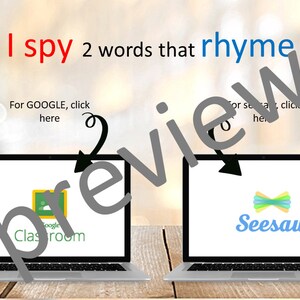 Preschool Digital & Printable Literacy Activities - I Spy RHYMING Words ...