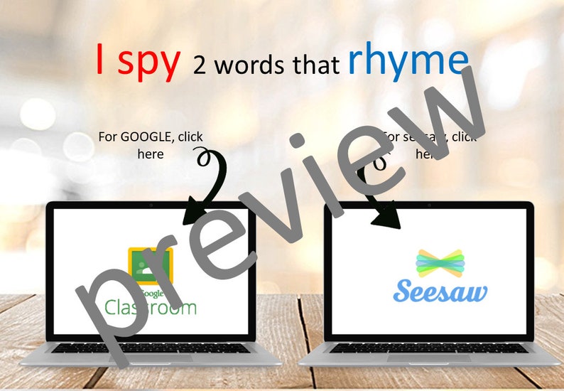 Preschool Digital & Printable Literacy Activities I Spy RHYMING Words ...