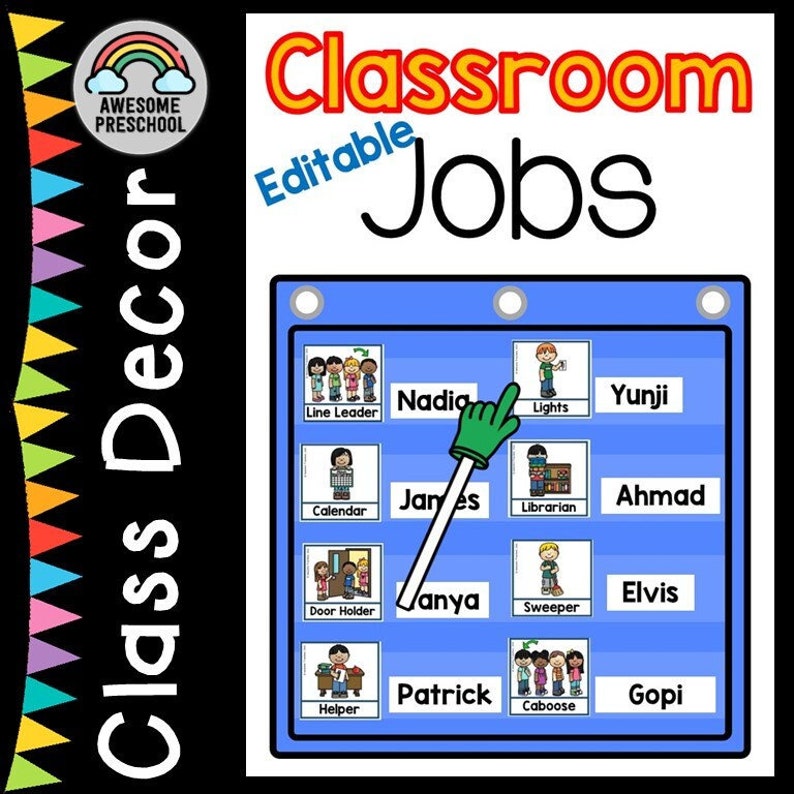 Fully Editable Classroom Jobs - Job Chart - Fun Classroom Decor - Etsy