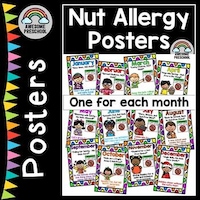 Nut Free Zone Poster Allergy Awareness Sign for Classrooms, Daycares ...
