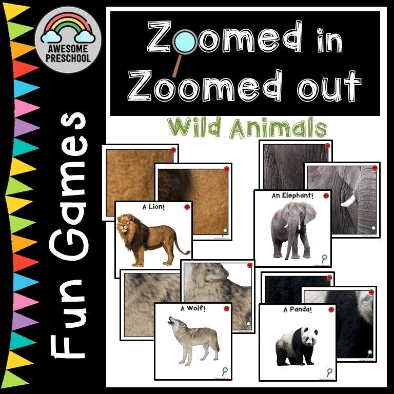 Wild Animals Zoom-in. Guessing Game for Preschool/kindergarten - Etsy