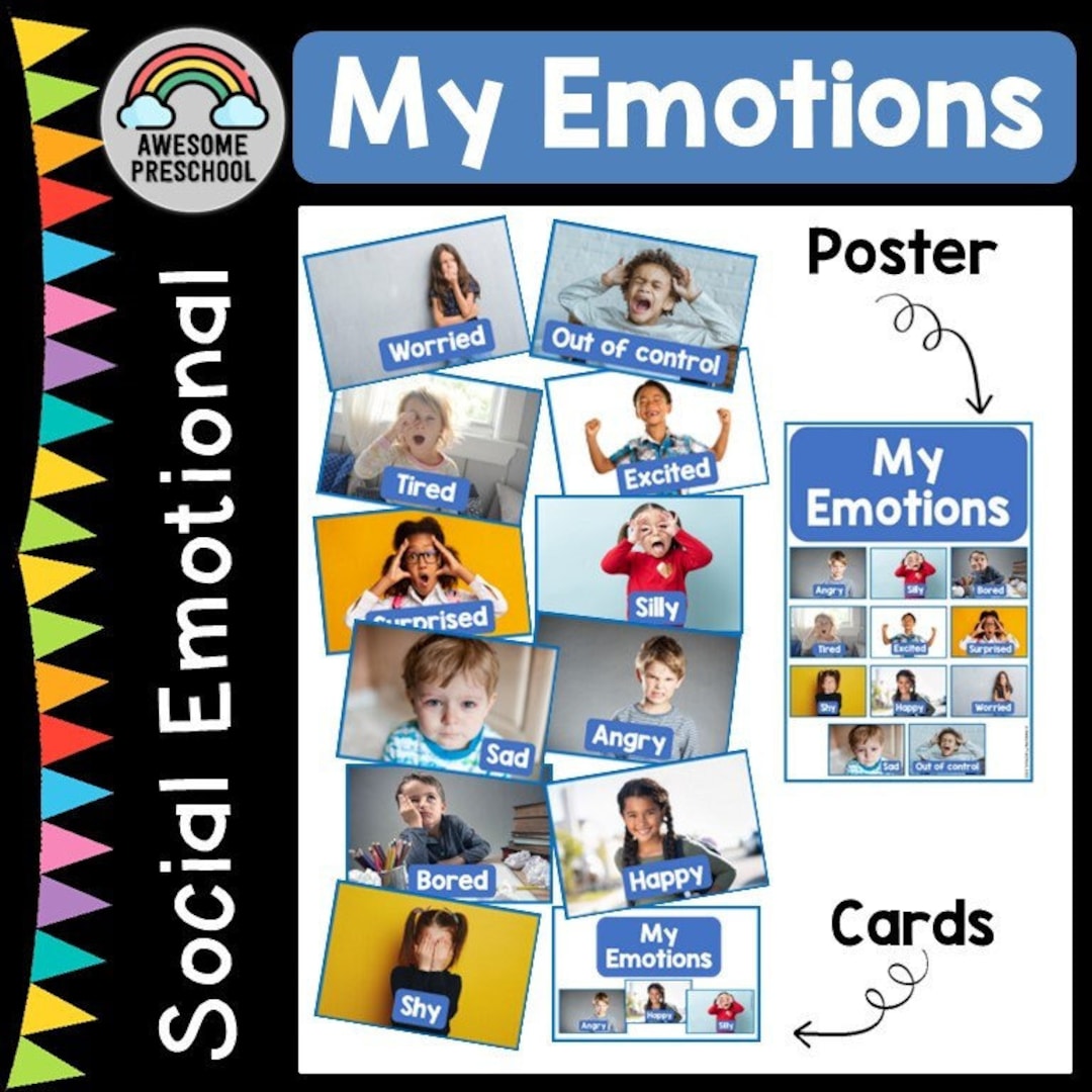 Real Pictures: Feelings and Emotions Cards, Poster & Book - Etsy