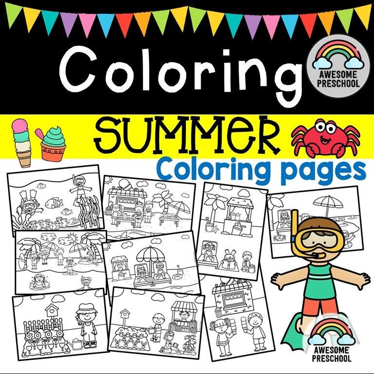 Summer Coloring Pages - Preschool, Kindergarten, Early Years - Etsy