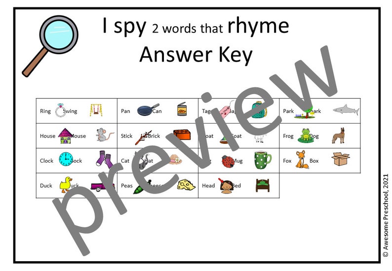 Preschool Digital & Printable Literacy Activities I Spy - Etsy