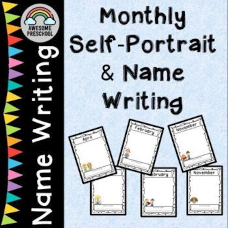 Monthly Self Portraits and Name Writing - Portfolio or Assessments - Etsy