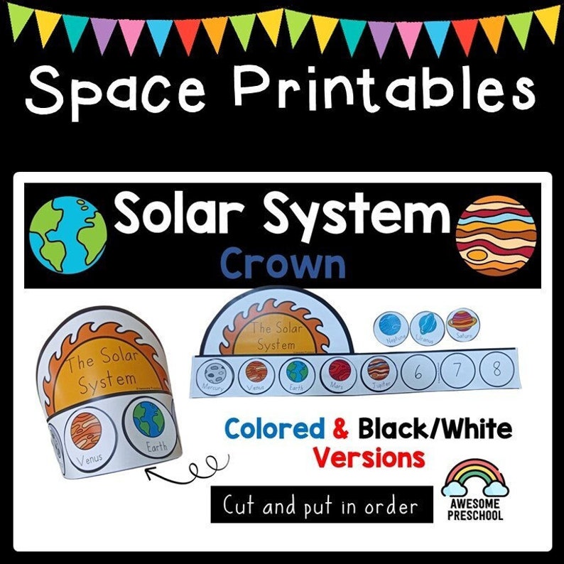 Solar System, Space Printable Crown - Preschool, Kindergarten - Etsy
