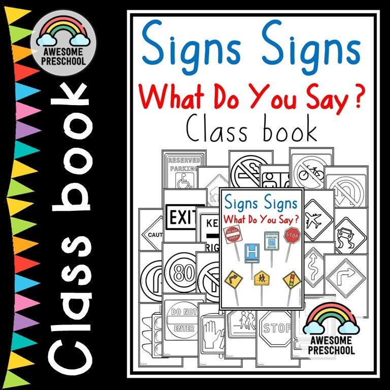 Street Signs Classbook Coloring Pages - Etsy