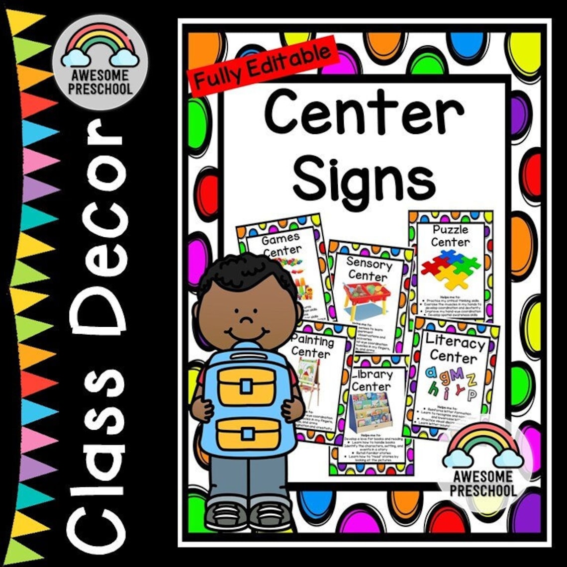 Preschool Classroom Center Signs- Back to School Fully Editable - Etsy