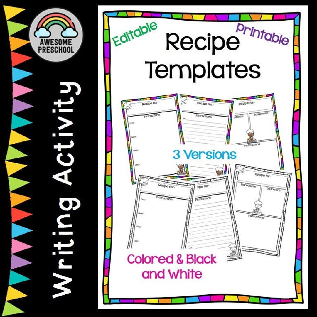 Recipe Writing Template - Digital & Printable - Etsy