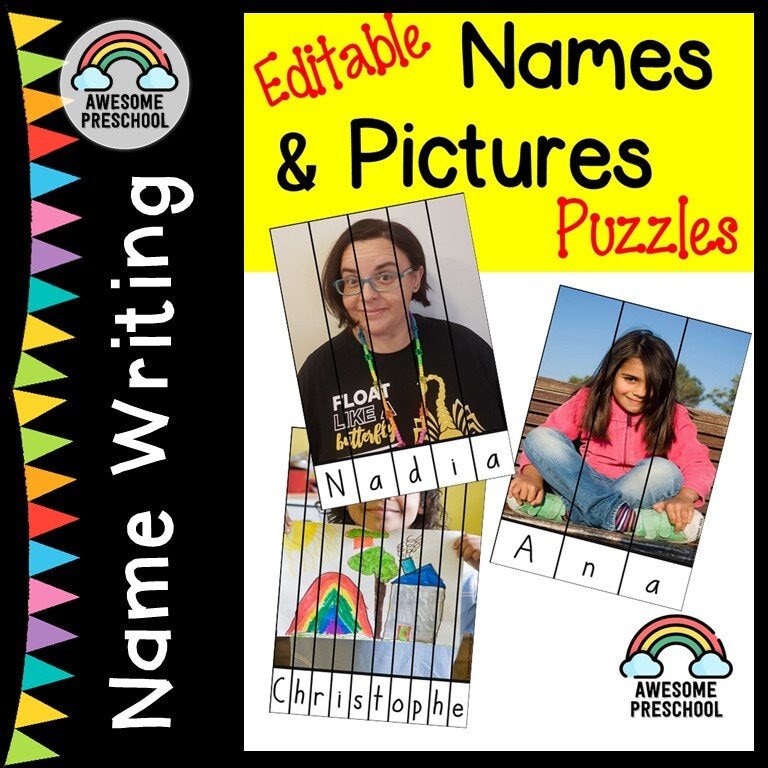 EDITABLE Name and Picture Puzzles - Preschool & Kindergarten - Etsy