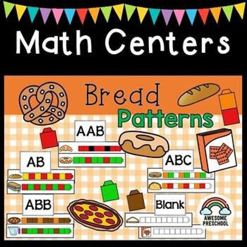 Bread/bakery Unifix Cube Patterns Math Centers, Preschool, Kindergarten ...