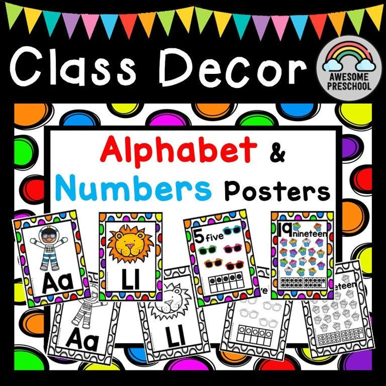 Alphabet and Number Posters - Etsy