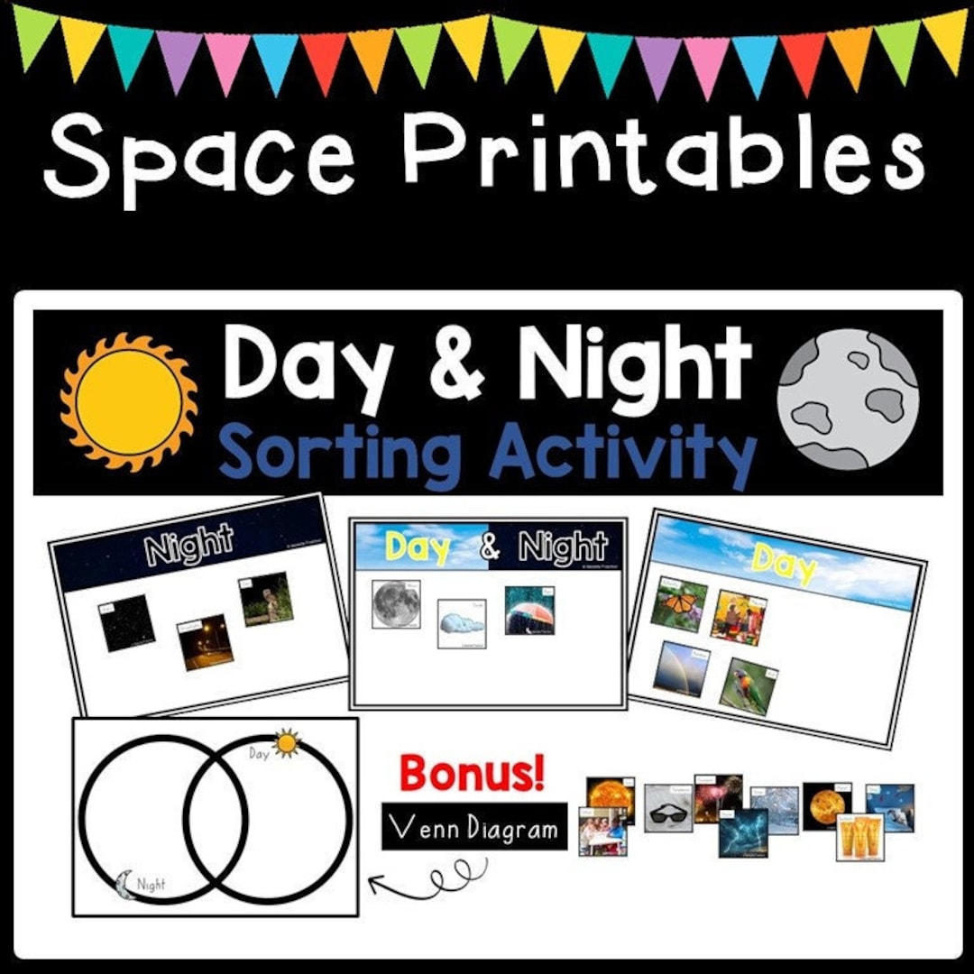 Day & Night Sorting Mats and Venn Diagram - Preschool, Kindergarten - Etsy