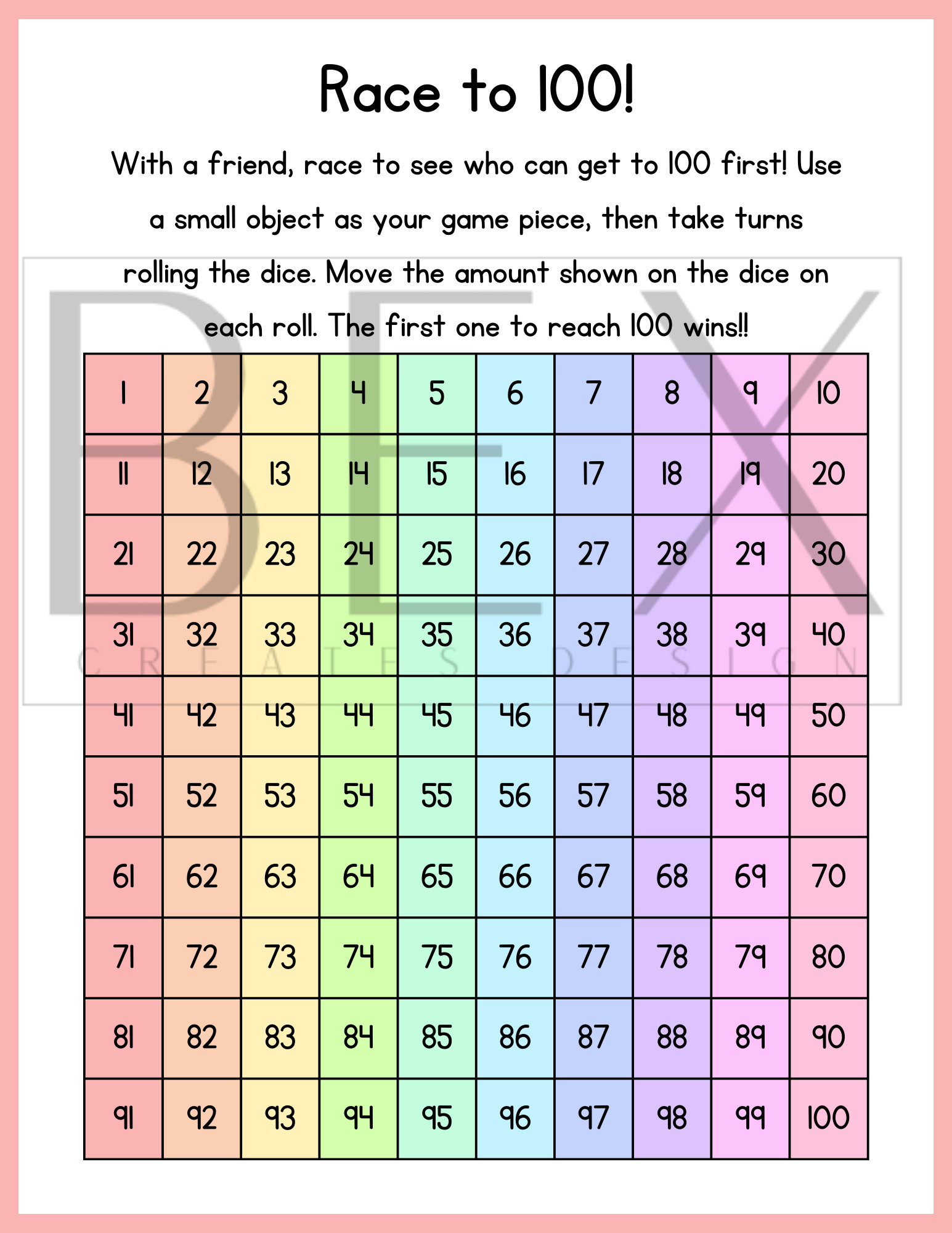 Learn to Count to 100-kindergarten/first Grade Math - Etsy