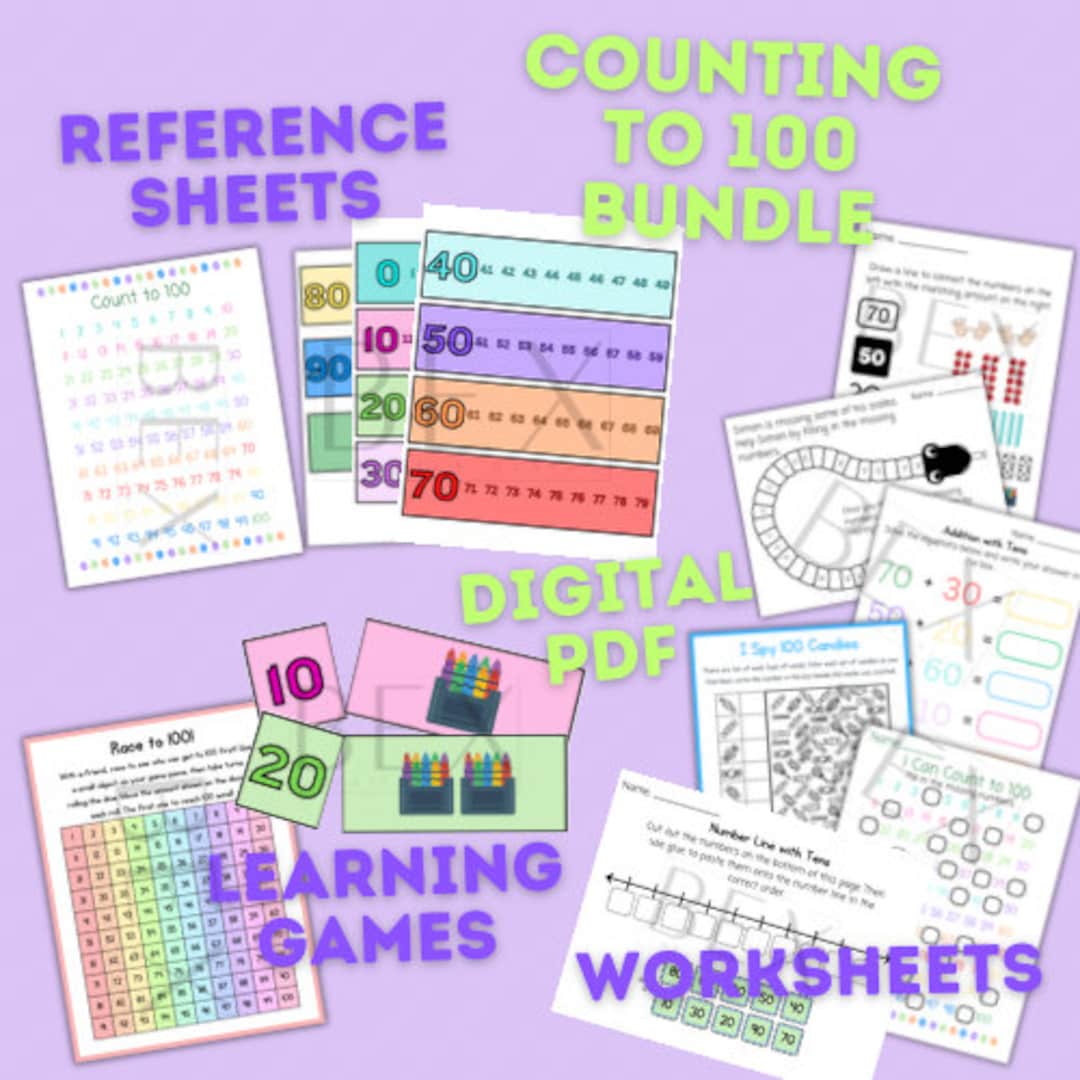 Learn to Count to 100-kindergarten/first Grade Math Bundle-printable ...