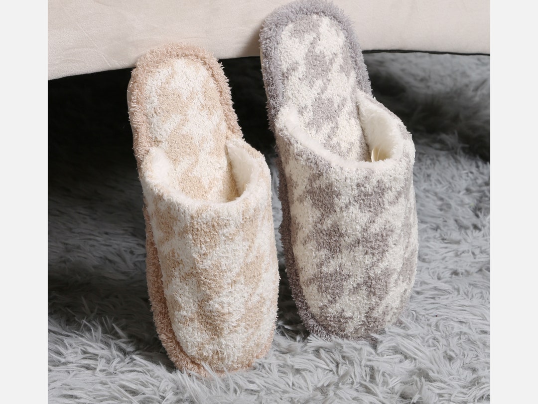Apricusnew Houndstooth Luxury Soft Cozy Women Winter Slippers Comfyluxe ...