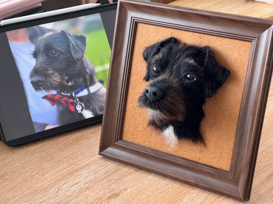 3D Wool Felt Pet Portrait | Personalized Wool Pet Portrait | Wool Dog / Cat Memorial Frame | Pet ...