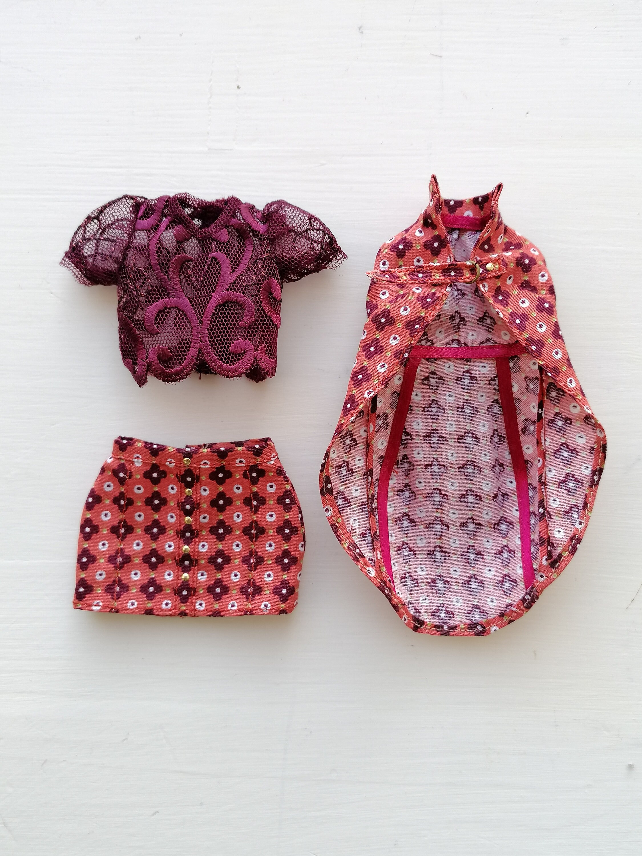 Rainbow High Outfit Embroidered Purple Top, Red Pattern Vest and Skirt ...