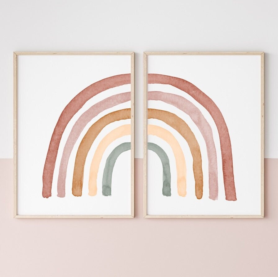 Two Watercolor Rainbow Posters, Posters for Kids, Decoration, Wall ...