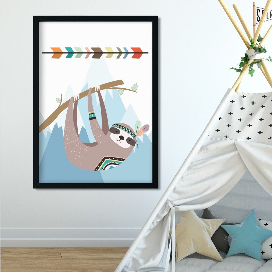 Poster Sloth, Happy Animals, Colorful Posters, Decoration to Room, Cute ...
