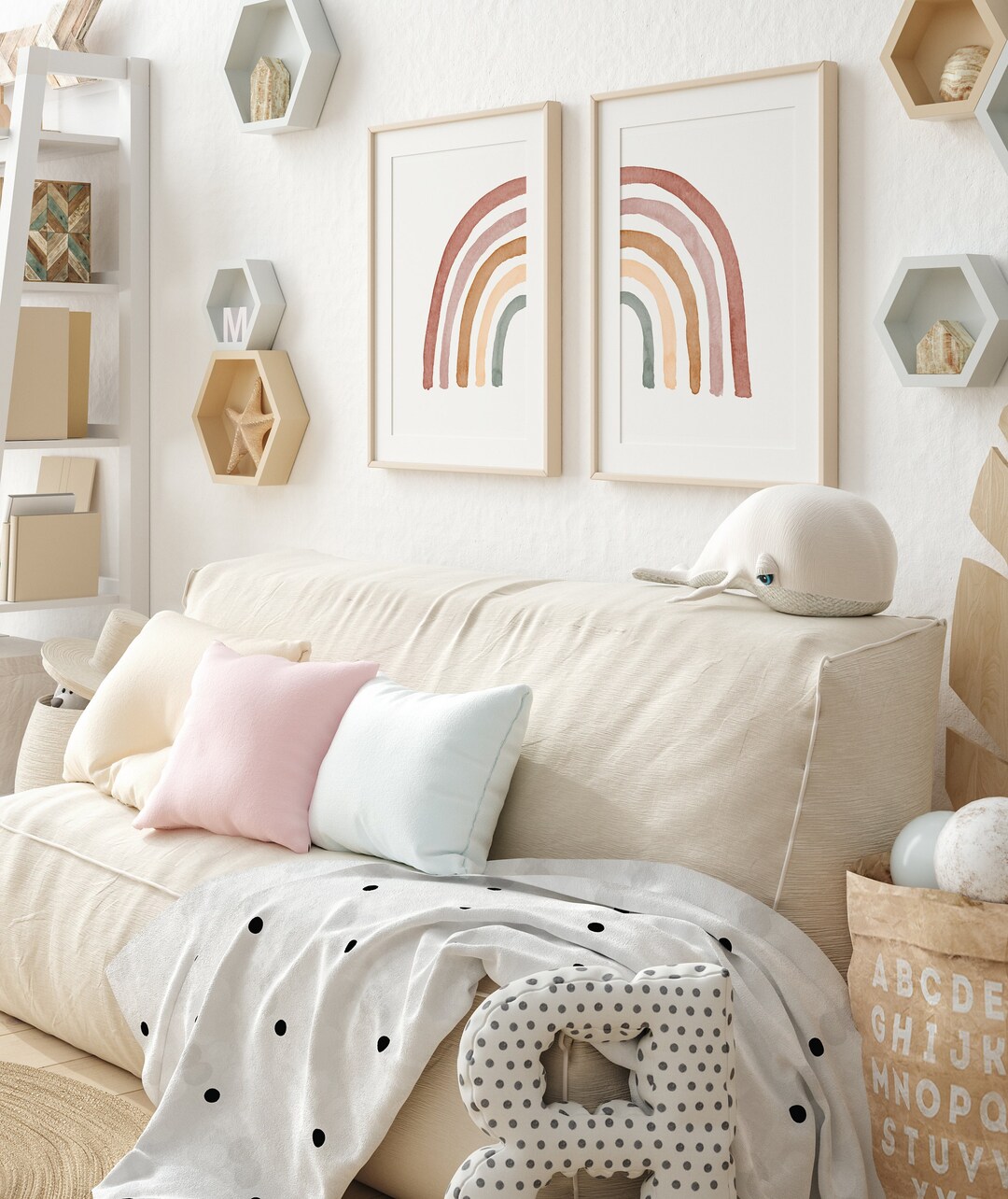 Two Watercolor Rainbow Posters, Posters for Kids, Decoration, Wall ...