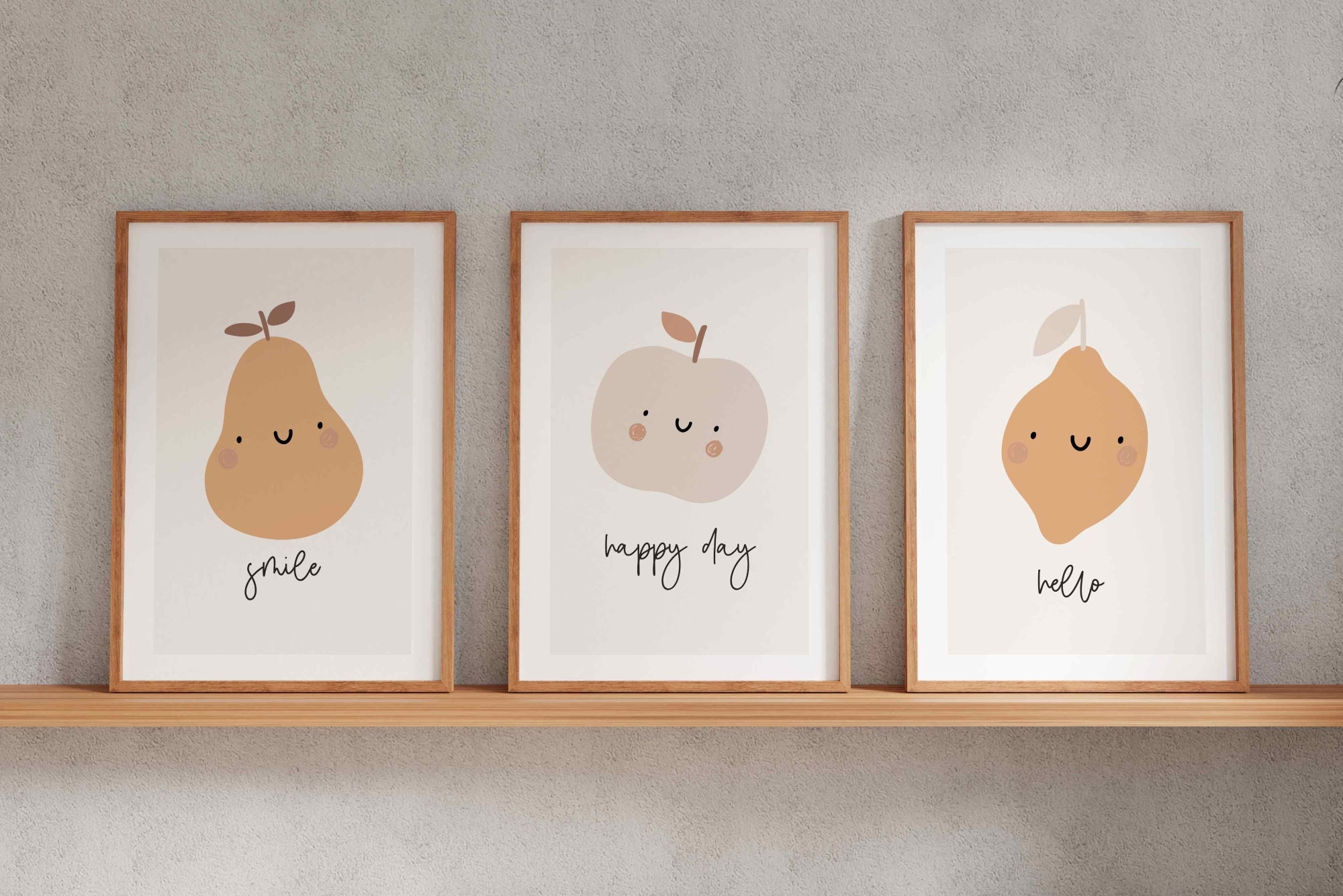 Posters Fruit Triptych, Poster Set, Fruit Decor, Pear, Apple, Lemon ...