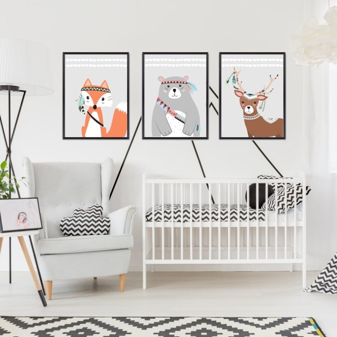 Three Posters of Indian Animals, Kids Room Decor, Decorative Animals ...
