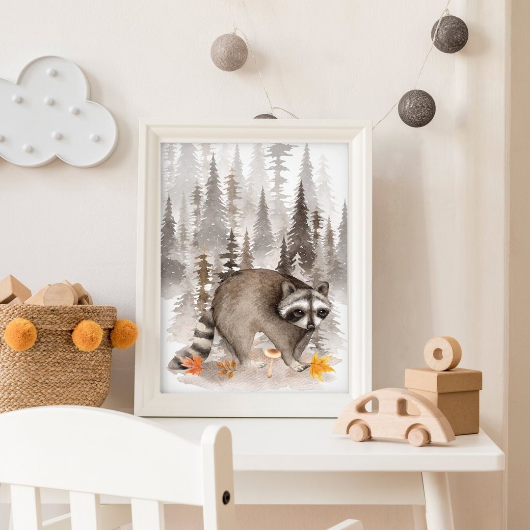 Poster Raccoon in the Glade, Forest Raccoon, Glade Raccon, Raccoon ...