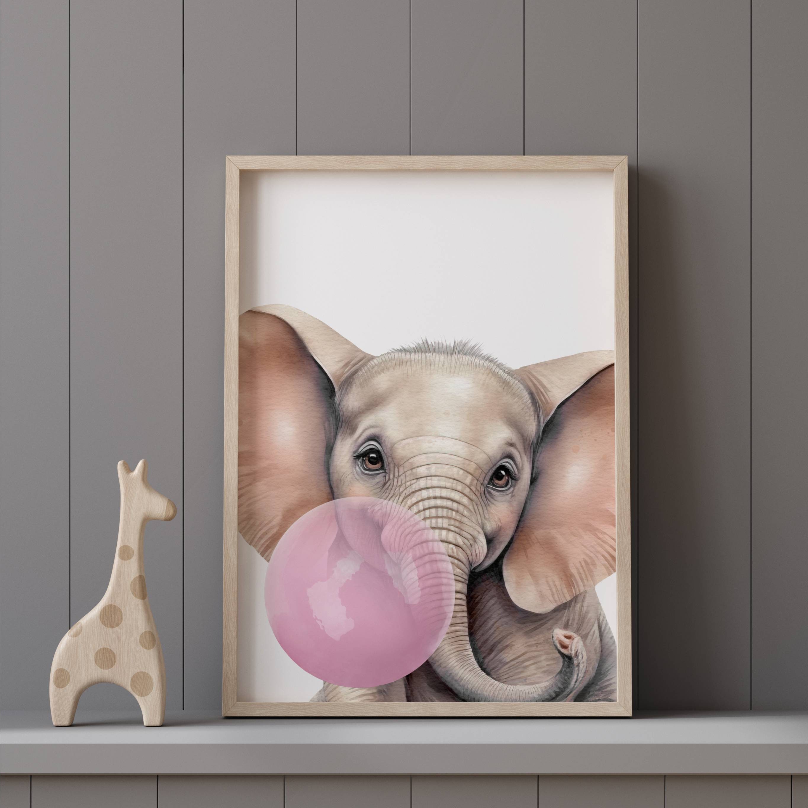 Poster Elephant With Bubble Gum, Safari, Happy Animals, Bubble Gum ...