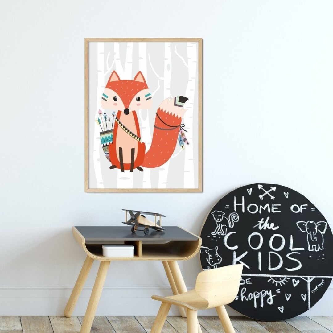 Poster Fox, Kids Decor, Wall Decor, Animlas Decoration, Forest Decor ...