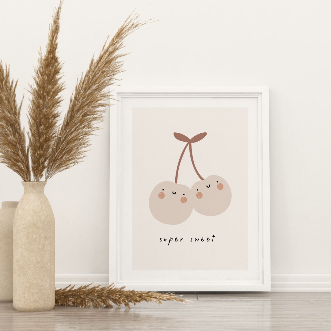 Poster Cherries, Super Sweet, Kids Room Decor, Cute Fruits, Happy ...