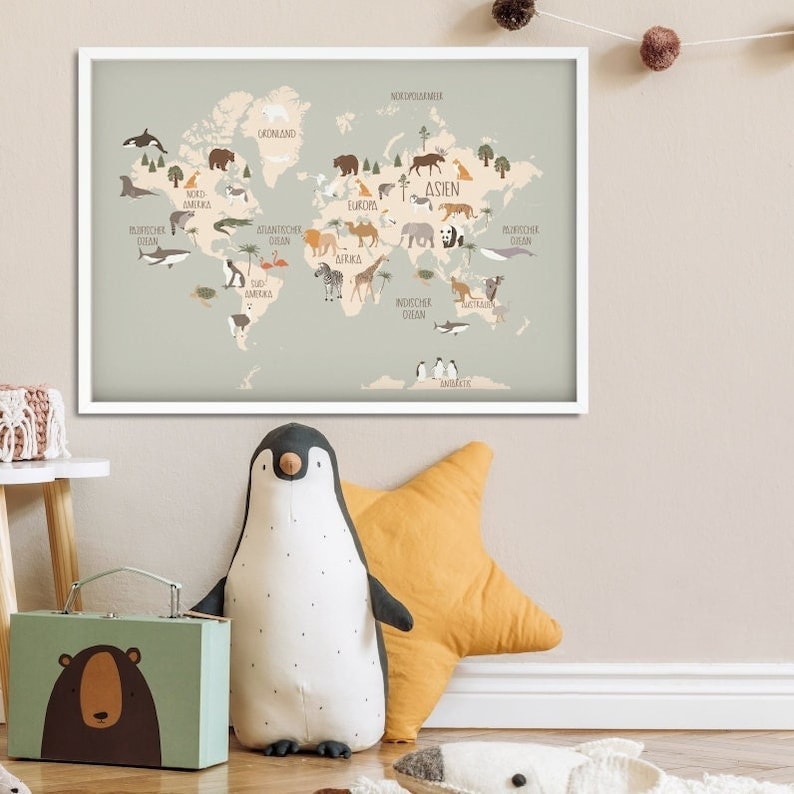 World Map Poster Posters for Kids Decoration Wall Decal - Etsy