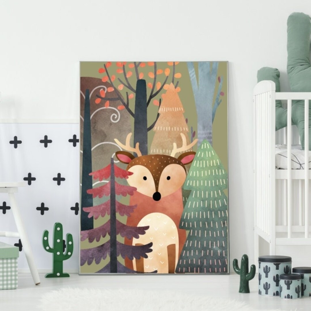 Fawn in the Forest Poster, Kids Room Decor, Forest Animals, Fawn ...