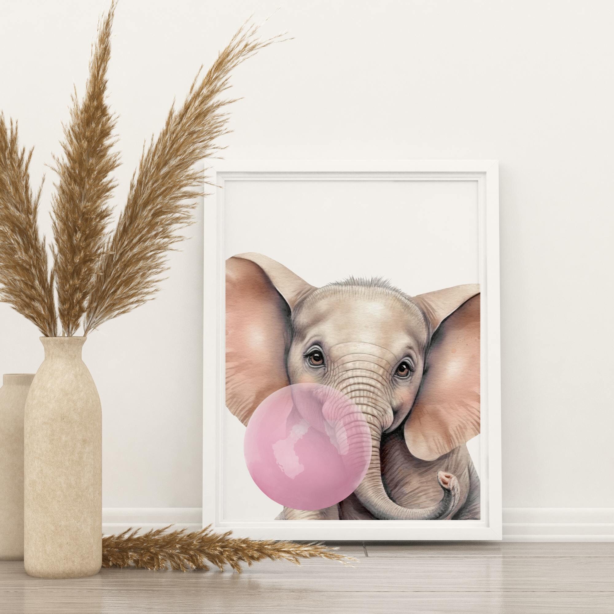 Poster Elephant With Bubble Gum, Safari, Happy Animals, Bubble Gum ...
