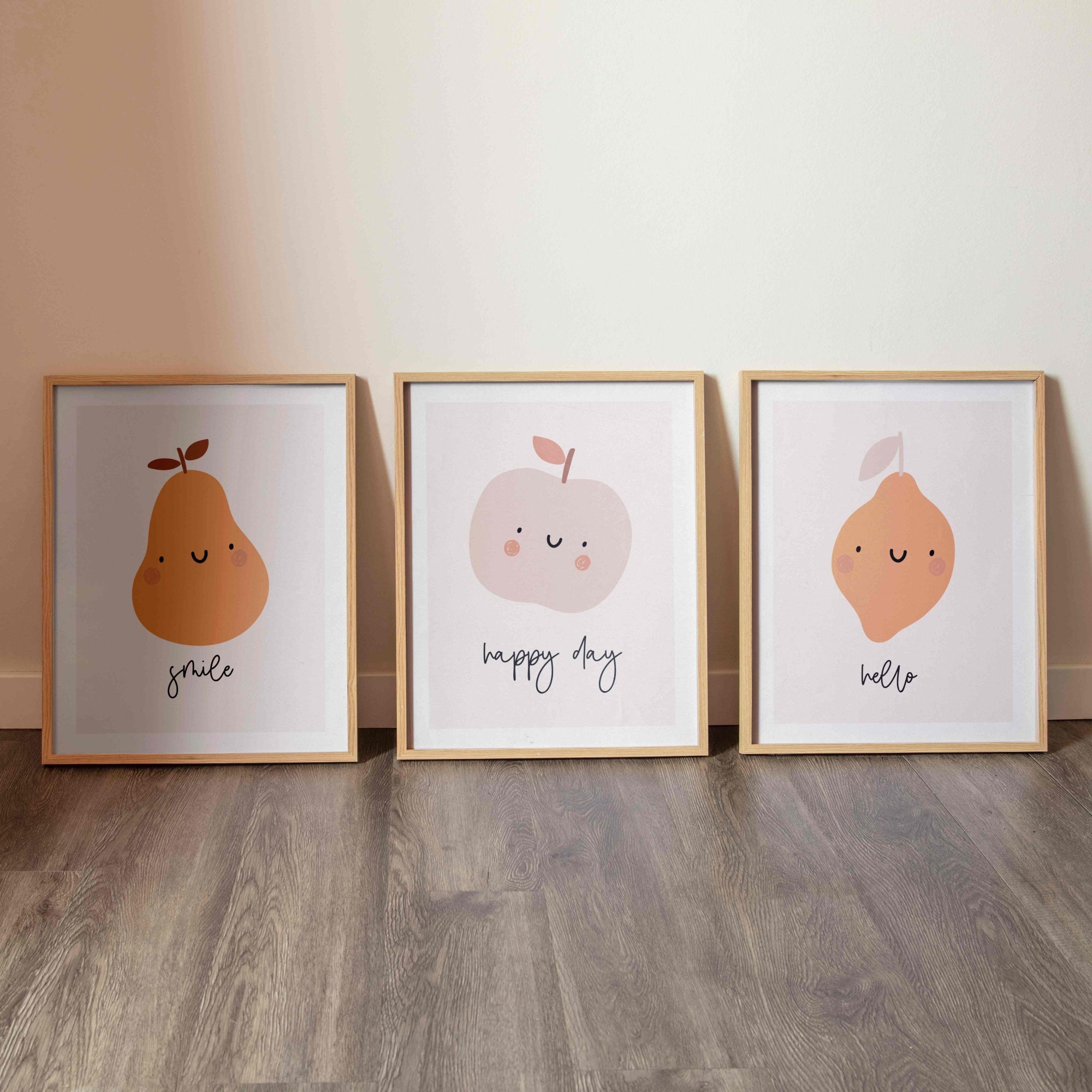 Posters Fruit Triptych, Poster Set, Fruit Decor, Pear, Apple, Lemon ...