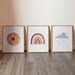 Triptych Poster Set, Sun, Rainbow, Cloud, Rain, Kids Room Poster ...