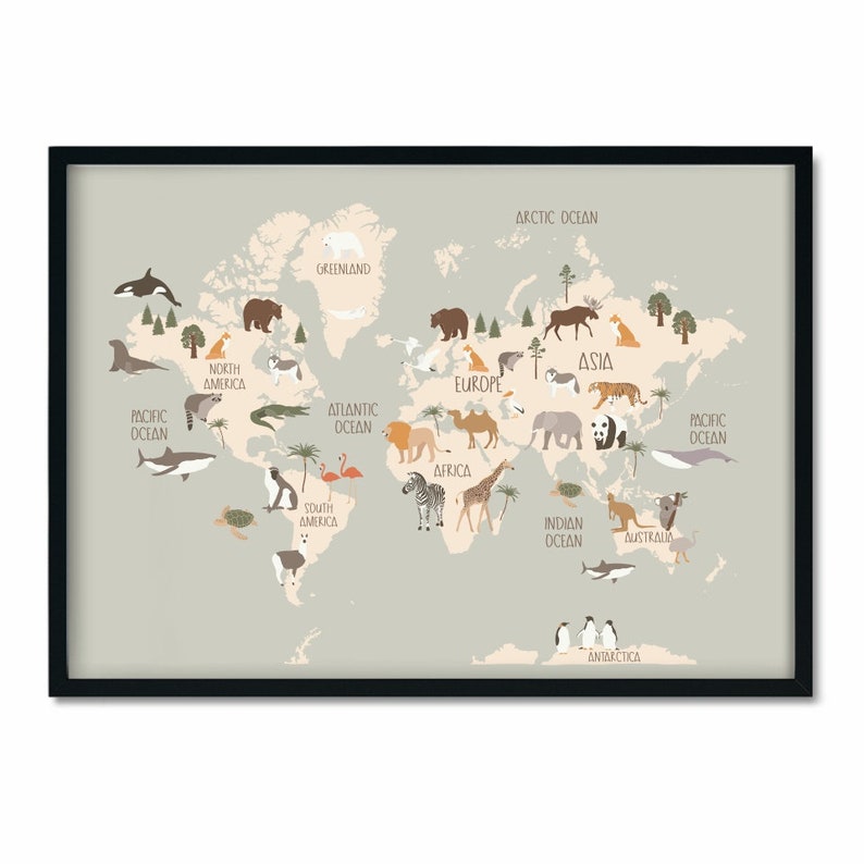 World Map Poster , Posters for Kids, Decoration, Wall Decal, Children ...