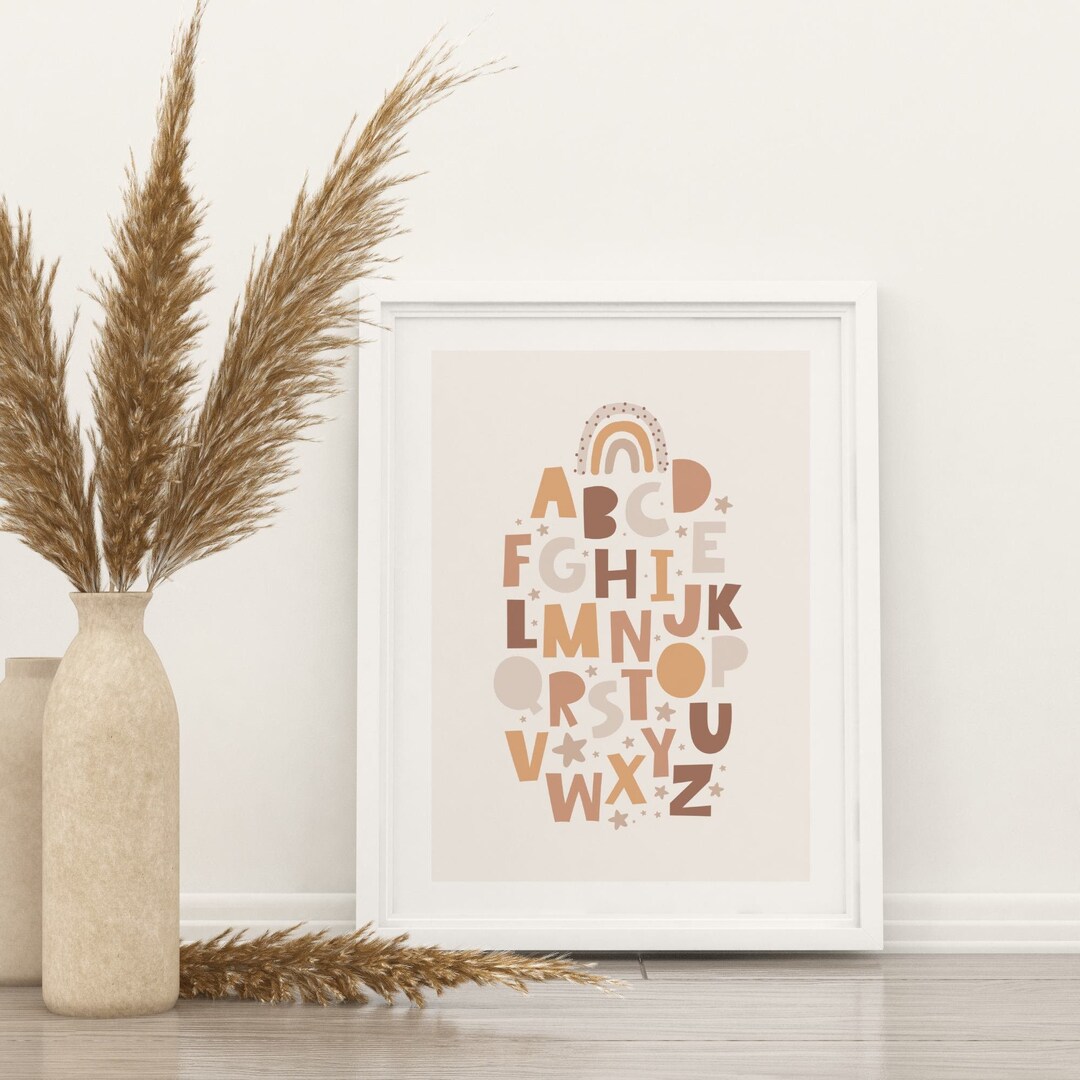 Poster Alphabet With Rainbow, Learning Letters, Boho Colors, Kids Room ...