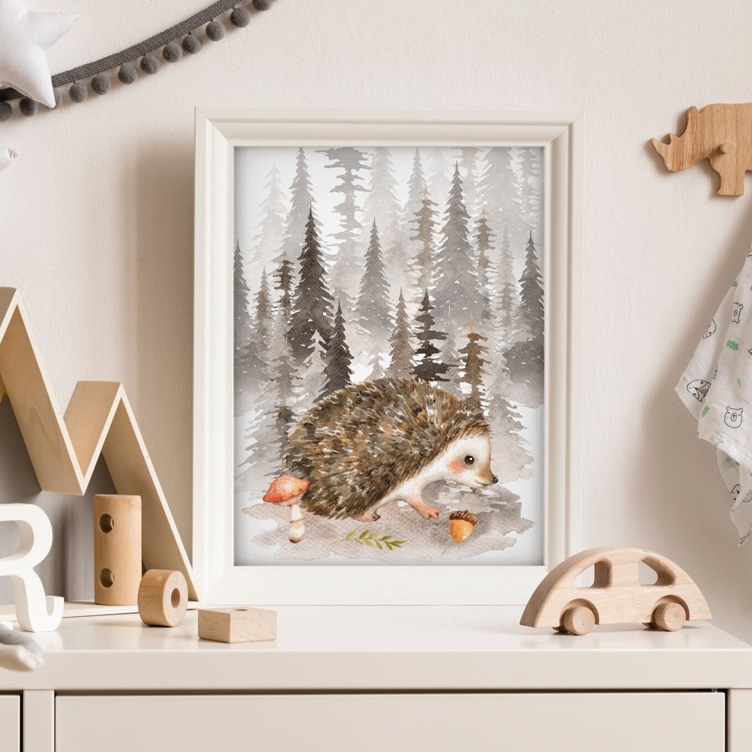 Poster Hedgehog in the Glade, Forest Hedgehog, Kids Poster, Hedgehog ...