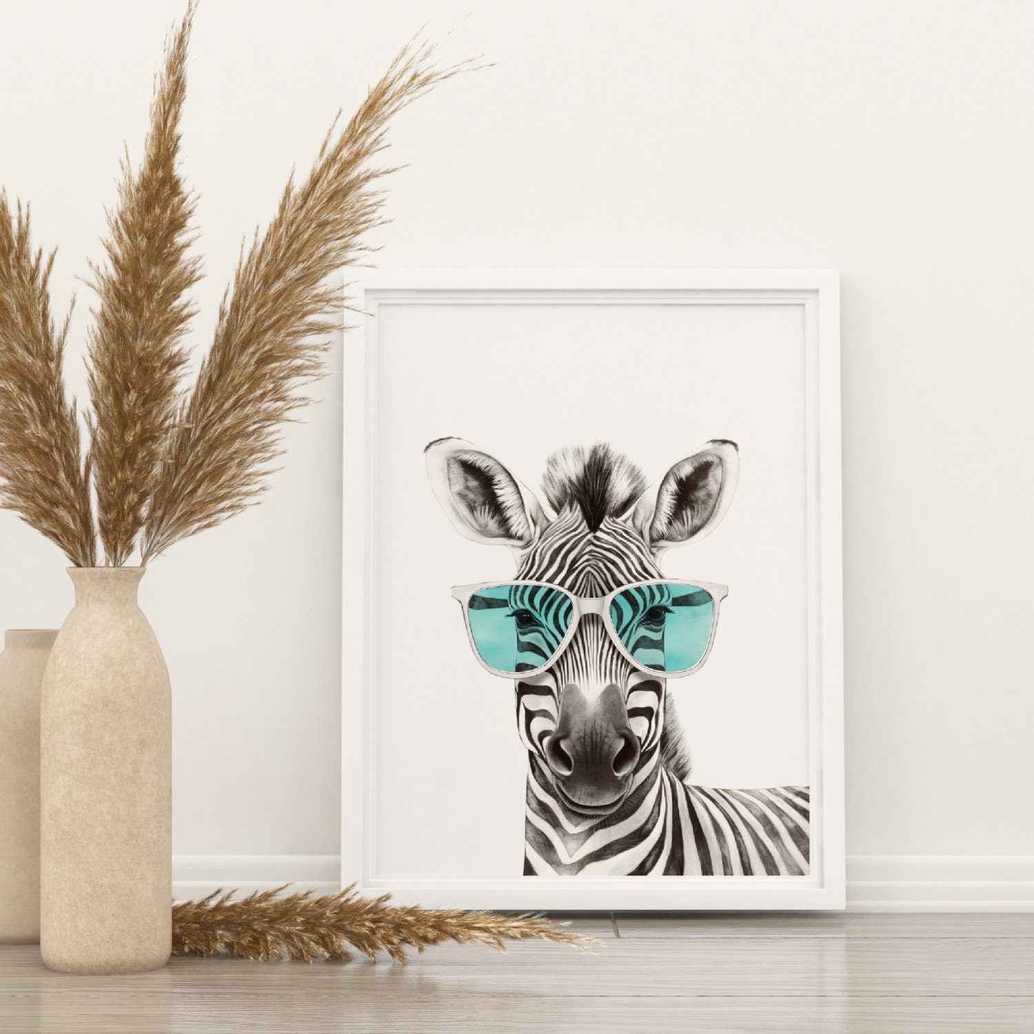 Poster Zebra With Glasses, Safari Collection, Funny Animals, Kids Room ...
