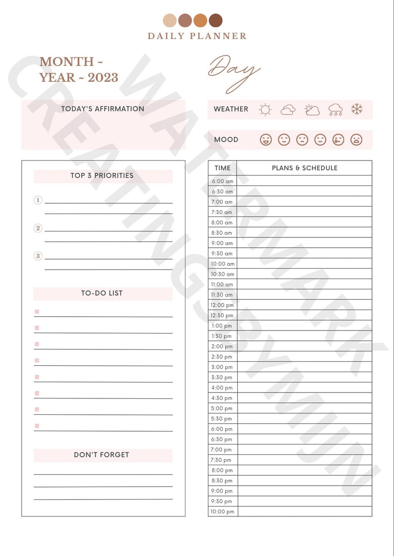 Daily Planner Pink Aesthetic - Etsy